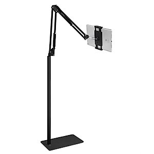 Tablet Floor Stand, Overhead Bed Phone Stand Angle Height Adjustable Holder, Universal Floor Stand Compatible with iPhone iPad Pro Air Mini, Samsung Tab, Kindle, E-Readers…