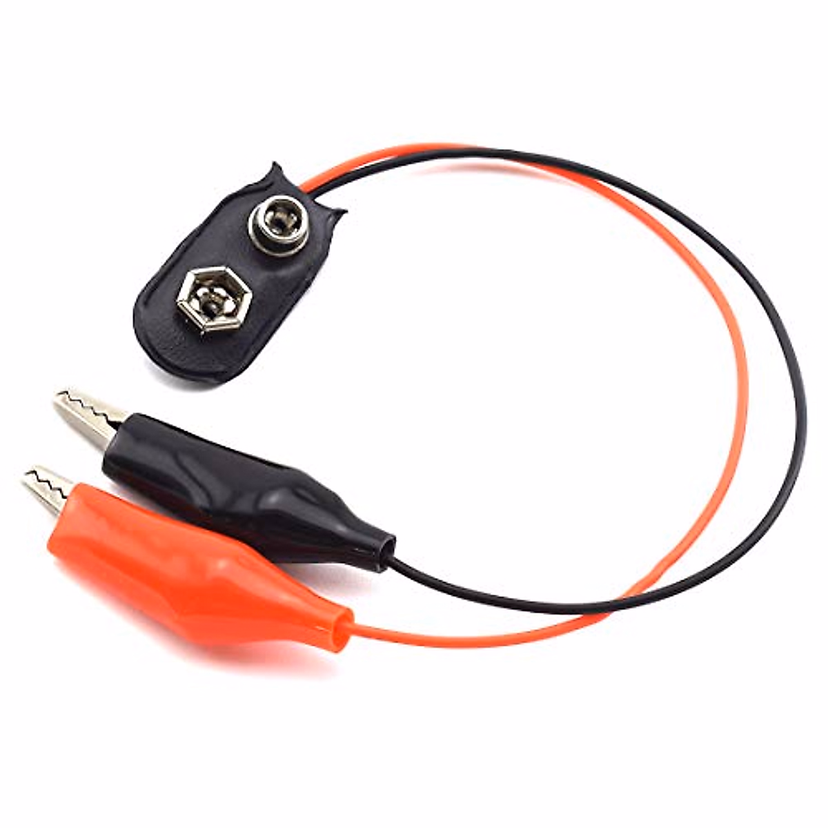 SDTC Tech 5pcs T Type 9V Battery Clip Connector Positive Negative Snap Lead Wire with Dual Alligator Clips(15cm)