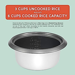 Elite Gourmet ERC-006NST Maxi-Matic Electric Rice Cooker with Non-Stick Inner Pot Makes Soups, Stews, Grains, Cereals, Keep Warm Feature, 6 Cups Cooked (3 Cups Uncooked), White