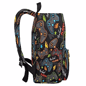 CUSPRINT Childish Backpack, Abstract Joystick Gamepad Black 14" Laptop Backpacks Bookbag for Grades 3-5, Lightweight