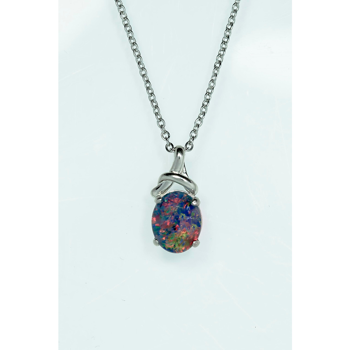 Australian Fire Opal Necklace - 11x9mm - Australian Triplets Opal Necklace Pendant in 925 Sterling Silver Gold Plated Women's Jewelry