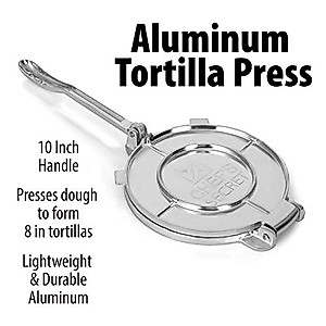 Chef's Secret 8 Inch Tortilla Aluminium Press, Durable Tortilla Quickly Easily Makes Delicious Tortillas for Any Recipe