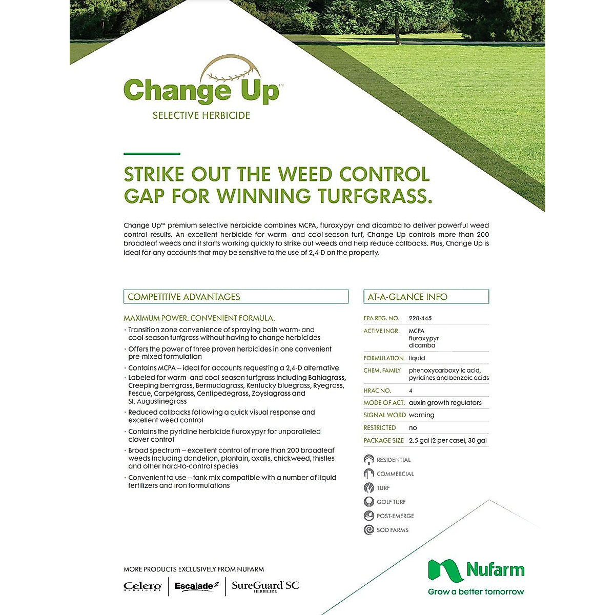 Nufarm Change Up, Premium Selective Herbicide to Provide Powerful Weed Control, 32 oz