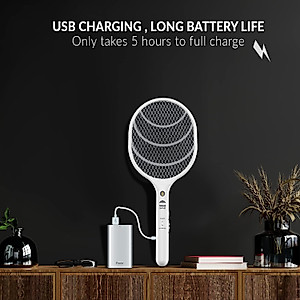 Himalayan Glow Bug Zapper, Electric Fly Swatter Rechargeable Racket, Mosquito Repellent 3,000 Volt, USB Charging Cable Best Use for Indoor & Outdoor - 2 PCS