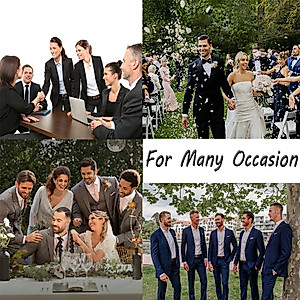 WOMS Mens Suits 2 Pieces Slim Fit Waistcoat Dress Pants Wedding Business Outfit Suit for Men Formal Tuxedo Black XS