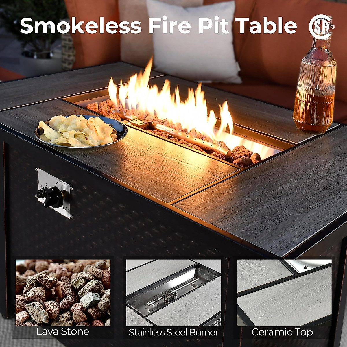 HOOOWOOO Outdoor Sectional Patio Furniture Set with Fire Pit Table,13 Pieces Wicker Conversation Sets L Shaped Couch,Extra Deep Out Door Sofa Outside Furniture with Swivel Chairs,Beige