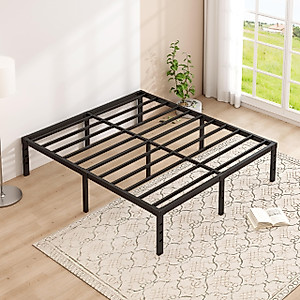 Kix Nox King Size Metal Bed Frame, 18" Heavy Duty, No Box Spring Needed, Under Bed Storage, Durable, Easy Assembly, Compatible with Headboard/Footboard, 5-Year Warranty