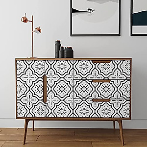 Peel and Stick Wallpaper Boho Contact Paper for Cabinets Black and White Wallpaper for Bedroom Geometric Wallpaper Self-Adhesive Wallpaper Kitchen Wallpaper Drawer Liner Waterproof Vinyl 17.5“×78.7”