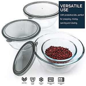 M MCIRCO Glass Salad Bowls with Lids-14-Piece Set, Salad Bowls with Lids, Space Saving Nesting Bowls - for Meal Prep, Food Storage, Serving Bowls -Glass bowl For Cooking, Baking