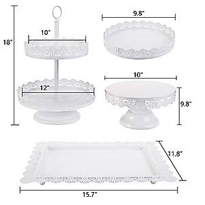 TOPZEA Set of 4 Cake Stands, White Metal Cupcake Holder Tray Dessert Buffet Treat Table Stands Platter Set Tiered Serving Tower Cake Pop Fruit Display Plates for Wedding, Party, Birthday, Anniversary