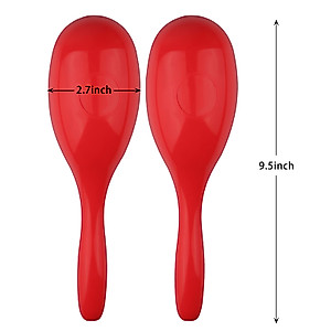 MUSCELL Maracas Loudly Noise Makers Percussion Musical Instruments,Durable ABS Plastics Large Maracas 9.5 inch for Cow Bell / Patry / Sporting Events - Red