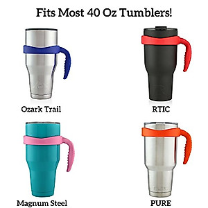 Grab Life Outdoors 40 Oz Handle - 7 COLORS - Fits 40 Oz Tumblers - Perfect for 40 Oz Ozark Trail, 40 Oz RTIC, 40 Oz Beast, 40 Oz Simple Modern, 40 Oz Pure & More - Handle Only (Black)