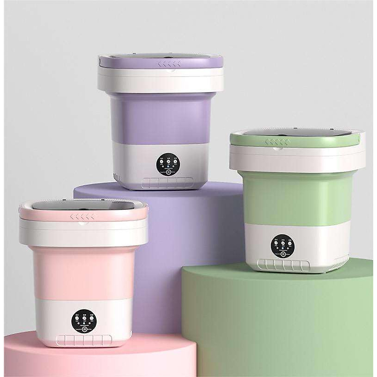 11L Portable Washing Machine with Foldable Design and 3 Cleaning Modes - Mini Washer for Baby Clothes, Underwear, Socks, and Small Items - Ideal for Apartment, Dorm, Camping, Travel (Green)