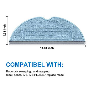 ThinkTex 5 Pcs Mop Cloth Pads Replacement for Xiaomi Roborock S7 S7+ MAXV Plus Ultra T7 T7S T7 Plus S70 S75 Vacuum Cleaner Parts, Machine Washable Reusable Hard Floor Cloth Expert Wet Microfiber Soft
