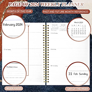 2024 Planner - Academic Weekly & Monthly Planner with Monthly Tabs, Daily Planner Yearly Agenda Calendar Organizer, Hardcover Elastic Closure 6.4" x 8.5", Beautiful Abstract Notebook