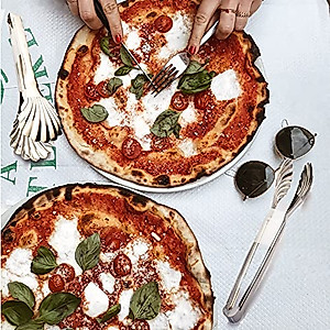 Enwinner Buffet Salad Serving 2 Tongs 4 Serving Spoons, 9 inch Catering Chef Food Salad BBQ Serving Utensils, Set of 6(stainless steel) (2 tongs+4 spoons)