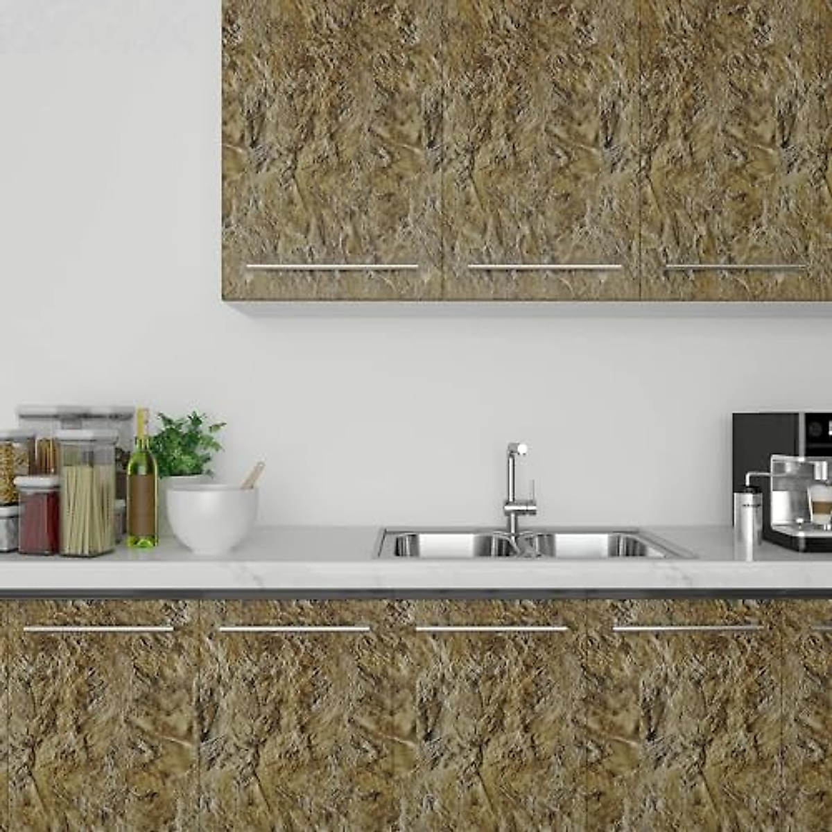 YENHOME Removable Brown Marble Contact Paper for Countertops Wall Covering 17.7"X200" Self Adhesive Marble Wallpaper Peel and Stick Decoration Contact Paper for Desk Cabinets Furniture Vinyl Wrap