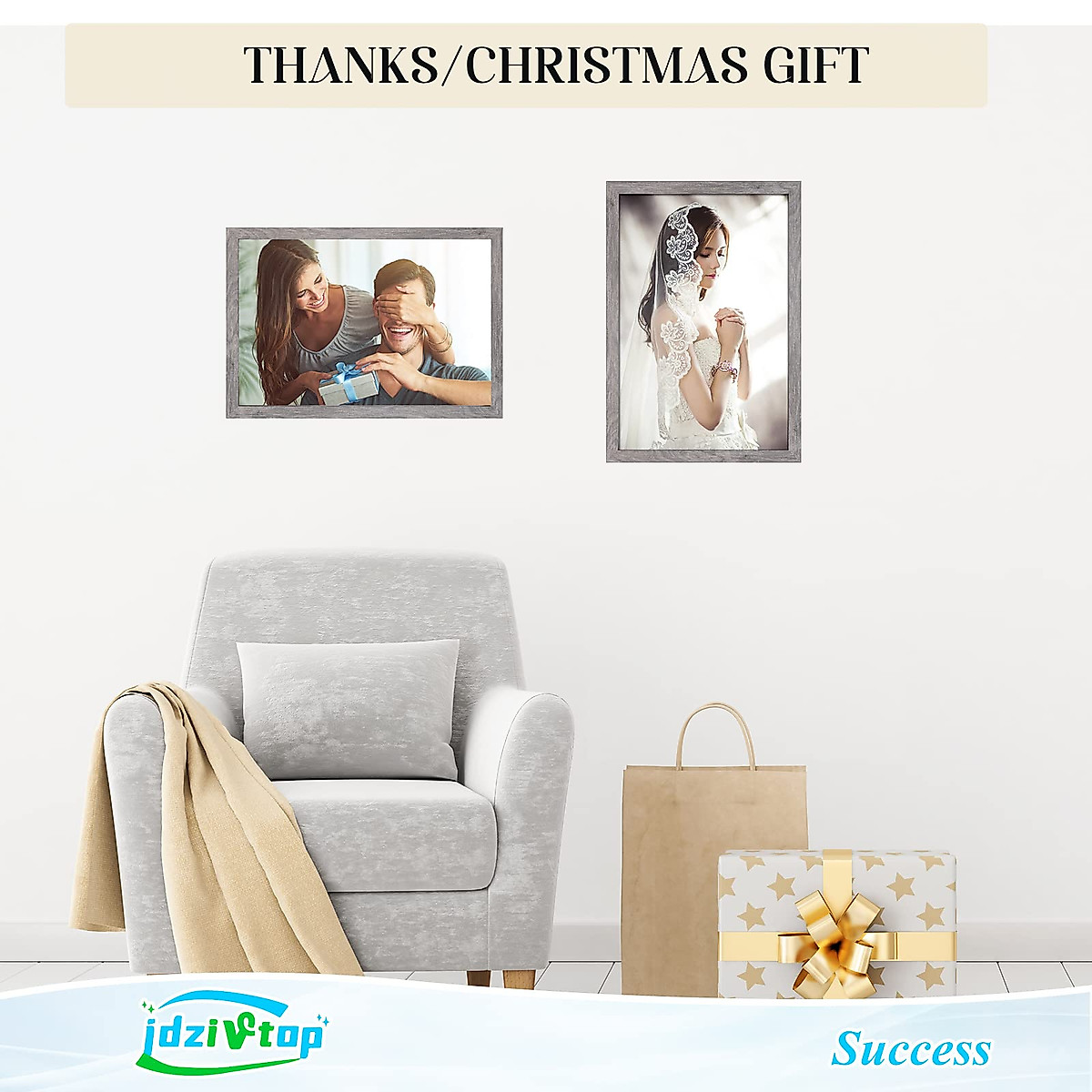 16x20 Frame Rustic Grey, 20x16 Picture Poster Frame, Horizontal Vertical Hanging, Large 16 by 20 Wall Gallery Family Concert Portrait Photo Frame Anniversary/Birthday/Wedding/Thank you/Christmas Gift