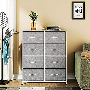 Moromuu Fabric Dresser with 8 Drawers, Storage Dresser for Bedroom, Hallway, Nursery, Entryway, Closets, Sturdy Metal Frame, Wood Tabletop, Easy Pull Handle, Gray