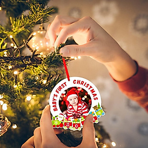 FaCraft Picture Frame Babys First Christmas Ornament 2024,1.77"x1.97" Photo Frame Baby's First Christmas Ornament 1st Train Personalized Baby Ornament Tree Decorations for Baby Boy Girl New Born