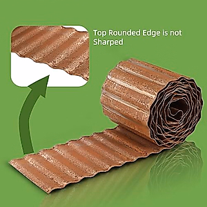 Corrugated Metal Garden Edging, Landscape Edging Border, 10"×20Ft Corrugated Metal Fence for Garden, Flower Bed, Lawn and Landscape Edging (Rusted)