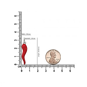 Auriga Fine Jewelry 925 Sterling Silver Red Enamel Italian Horn Pendant for Women (L- 1.3 Inch, W- 0.28 Inch)