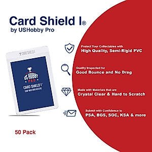 USHobby Pro Card Shield 1 - Semi Rigid Card Holders, Ideal for Grading Submissions. 50 Pack.
