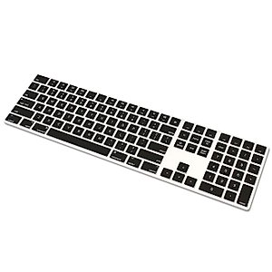 ProElife Ultra Thin Silicone Keyboard Cover Protector for 2019-2017 Apple iMac Magic Keyboard with Numeric Keypad A1843 Full Size Wireless Bluetooth Numeric Keyboard, US Enter (Black)