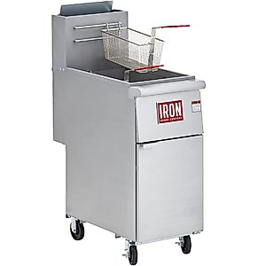Iron Range IRF50 Commercial Gas Fryer, 50-Pound Capacity, 3-Tube Freestanding Fryer with Stainless Steel Tank, Cool Zone, ETL Certified, Includes 2 Fry Baskets & Caster Kit