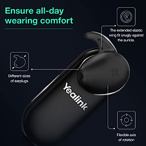 Yealink WH63 Wireless Headset with EHS60 Adapter DECT Headset Teams Zoom Certified Headset Compatible for Cisco Avaya Poly Grandstream IP VoIP Phones SIP Phones Noise Canceling Mic Stereo Single Ear
