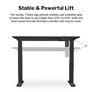Vari Essential Height Adjustable Electric Standing Desk - Home Office Standing Desk with VariDesk Sturdy T-Legs - Quiet Motorized Standing Desk - 48x24 Inch Small Standing Desk - Black - 1 Box