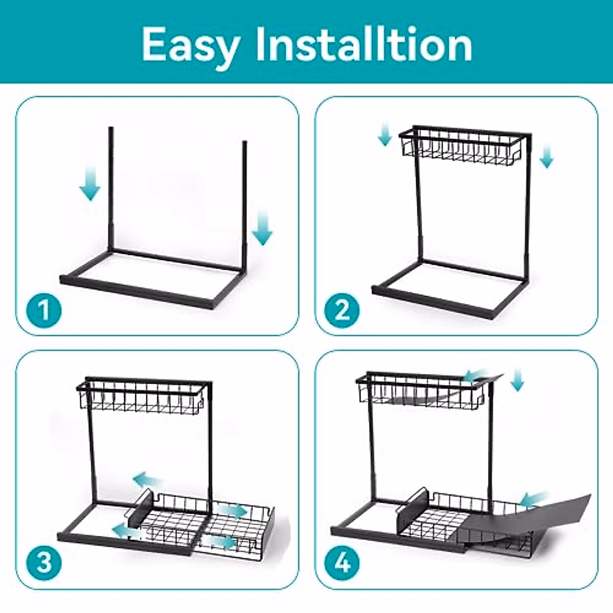 ZWMSSLL Under Sink Organizer, 2 Tier Sturdy, Durable Bathroom-Kitchen Storage Rack with Quiet Sliding, Adjustable, Multi-Purpose Design for Sink and Cabinet Storage