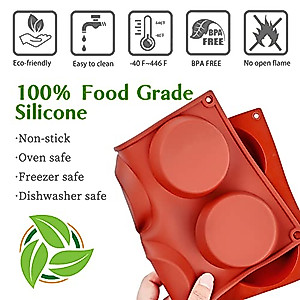 JOERSH 2-PK Silicone Egg Molds Non-Stick 3" Round Muffin Top Baking Pans, Egg Molds for Breakfast Sandwiches, Corn Breads, Whoopie Pies, Shortcakes