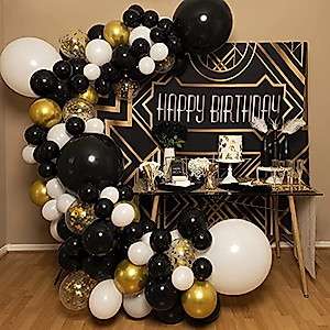 PartyWoo Black and Gold Balloon Garland Kit 100 pcs and 6 pcs Disco Silver Foil Balloons