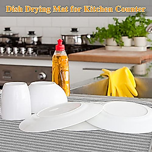 Dish Drying Mat for Kitchen Counter,Absorbent Drain Mats with Mircofiber,Dish Drying Pad,20"x15",2 Pack Grey