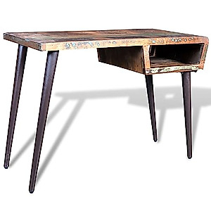 vidaXL Rustic Home Office Desk Workstation Writing Table Reclaimed Wood w/ Iron Legs