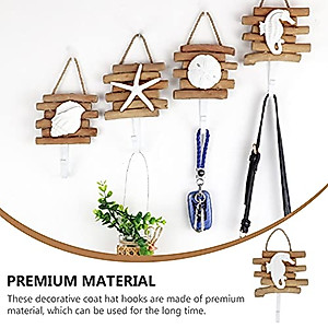 HEALLILY Nautical Wall Hook Mediterranean Coat Hook Towel Wall Hooks Wooden Hangers Nautical Beach Signs Rustic Wall Decor for Bedroom Living Room 2PCS