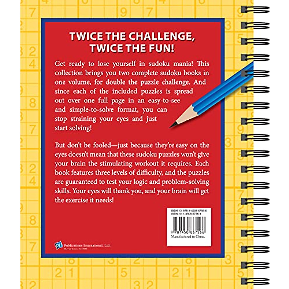 Brain Games - 2 Books in 1 - Sudoku (Large Print)