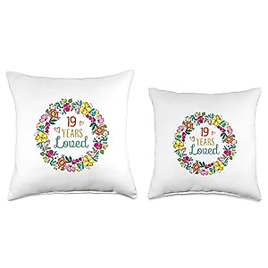 Flowers Design Gifts for 19 Years Old Girls, Boys 19 Years Loved Cool Flowers Pattern Teens 19th Birthday Throw Pillow, 16x16, Multicolor