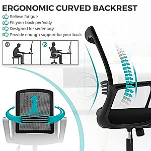 Office Chair Desk Chair Home Office Computer Chair with Wheels Mesh Office Chair with Lumbar Support, Mid Back Ergonomic Office Desk Chair with Armrests Adjustable Work Chairs, Black