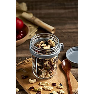 Overnight Oats Containers with Lids - 2pack Updated Design 10 oz Wide Mouth Mason Jar with Spoon Very Convenient for Use On The Go, Tight sealing glass jar ideal for home, office or to go
