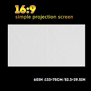 Projector Screen,ASHATA Outdoor Projector Screen 16:9 60-120 Inch Portable Projector Screen Synthetic Polyester Fabric Suitable for Outdoor Camping Movie,Open-air Cinema(60inch)