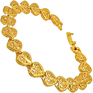 LIFETIME JEWELRY Heart Bracelets for Women and Teen 24k Real Gold Plated (Filigree heart, 9 inches)