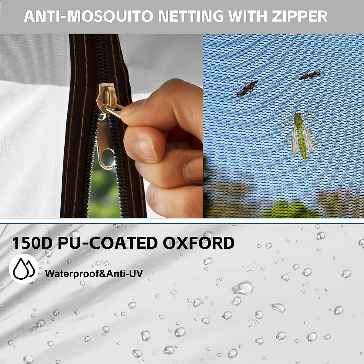 KAMPKEEPER Outdoor 10'x10' Pop Up Screened Canopy Tent with Netting Mesh Walls,4 Sandbags,1 Roller Bag (White Vented Top