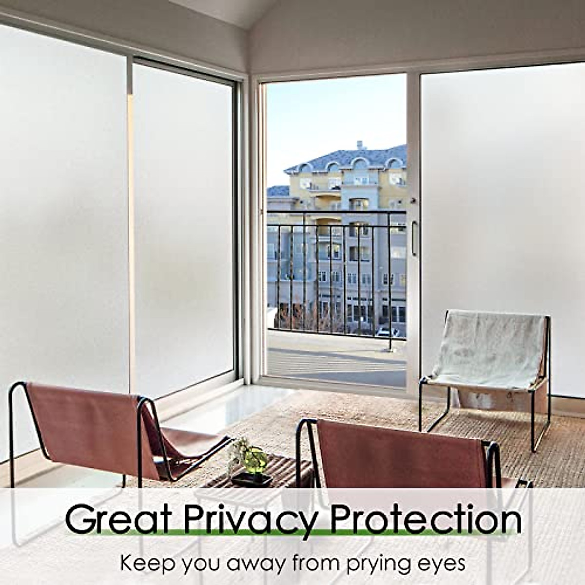 Homein Privacy Window Film, Frosted Glass Window Film for Bathroom, Non-Adhesive Static Cling Window Film Sun Blocking Reusable Decorative Door Covering for Home Office, 17.5" x 78.7"
