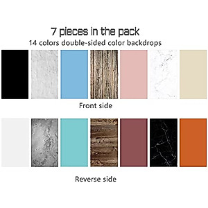 zyckTech 7Pcs 14Patterns Photography Background Paper with Stand, 34x23in Double-Sided Photo Tabletop Backdrops Props for Food Jewelry Cosmetics Makeup (Black White Blue) (PBP03247PCS)