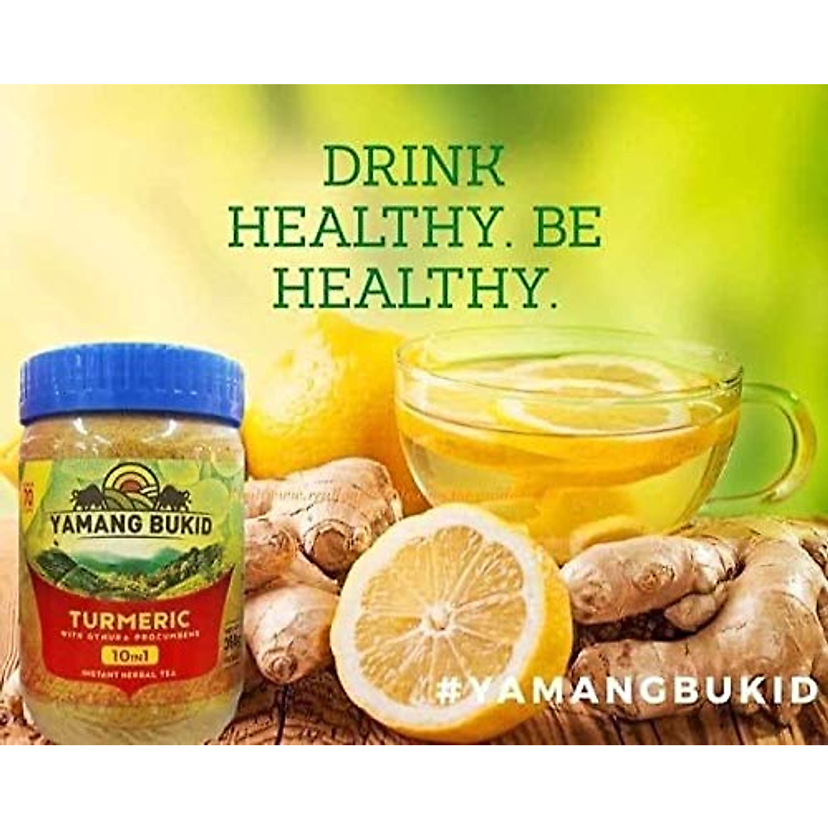 Turmeric Tea 10-in-1 Instant Powder drink w/ Gynura Procumbens Curcuminoids Curcumin Healthy natural herbs and spices Ginger, Lemongrass, Moringa, Naturall (1 Pack)