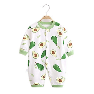 Vinesen Newborn Infant Baby Boy Girl One-Piece Outfits Summer Clothes Cotton Long Unisex Romper Jumpsuit 3-6 Months Avocado