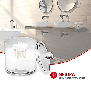 Home Basics Acrylic Cotton Ball and Swab Holder, Q-tip Storage Organizer, Clear