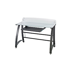 Safco Products 1938TG Xpressions 47" Computer Glass Top Workstation (Optional Keyboard Tray 1940BL Sold Separately), Tempered Glass/Black Frame